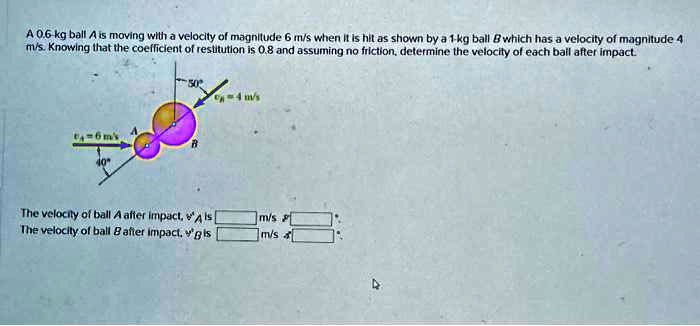 SOLVED: Texts: A 0.6-kg ball A is moving with a velocity of magnitude 6 ...