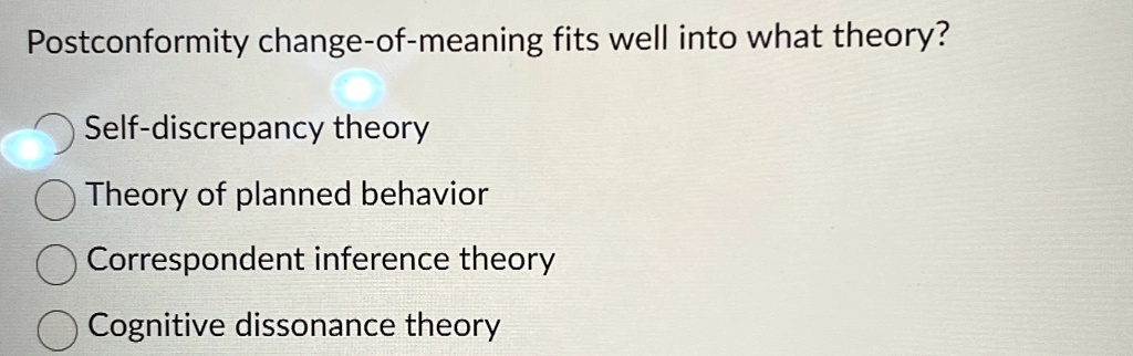 Postconformity change-of-meaning fits well into what theory? Self ...