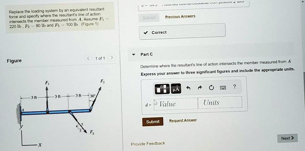 SOLVED: Replace the loading system by an equivalent resultant force and specify where the ...