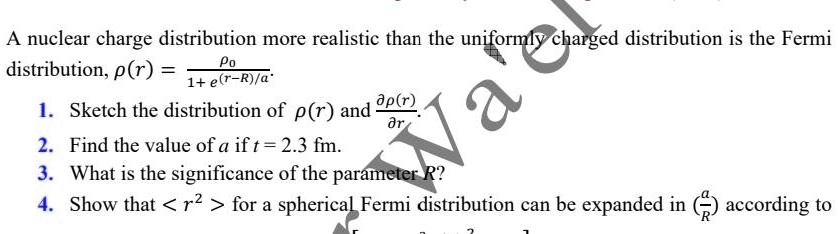 SOLVED: A nuclear charge distribution more realistic than the uniformly ...