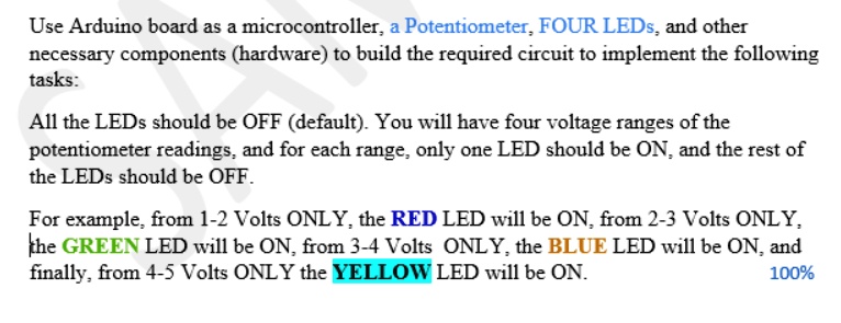 Solved Please Show The Code And The Circuit Design For Better Understanding Use Arduino Board