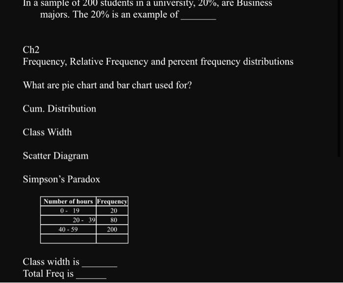 SOLVED: In a sample of 200 students in a university, 20% are Business ...
