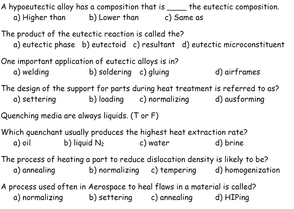 SOLVED: A hypoeutectic alloy has a composition that is the eutectic ... SOLVED: A hypoeutectic alloy has a composition that is the eutectic ...