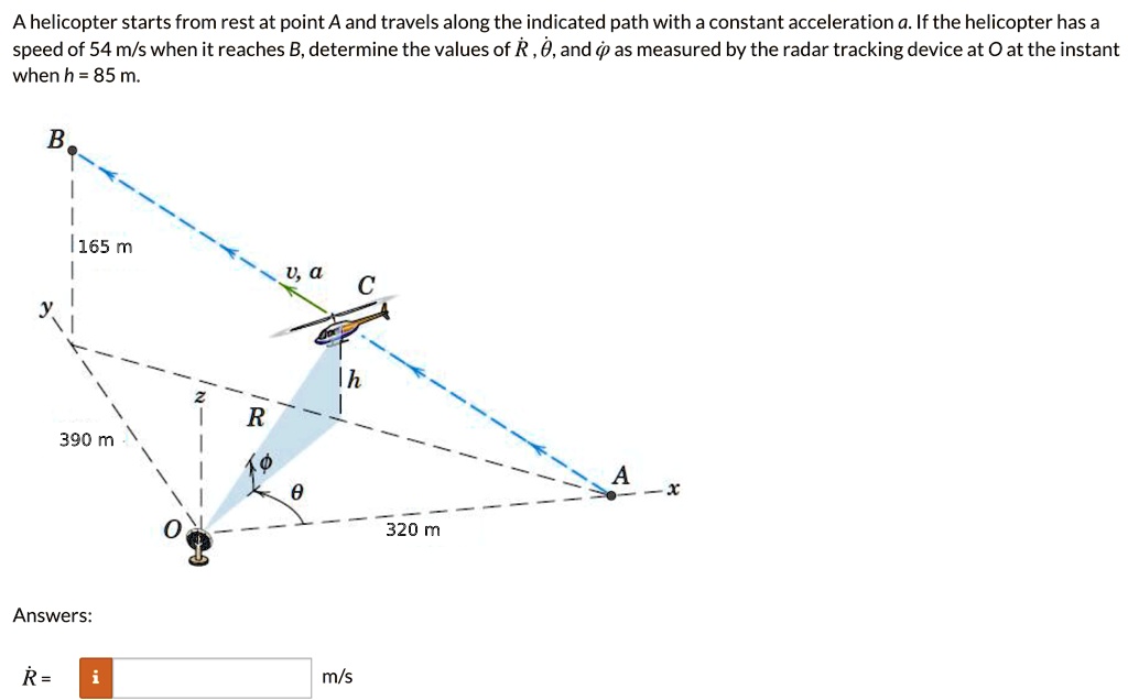 SOLVED: A helicopter starts from rest at point A and travels along the ...