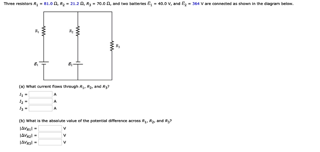 SOLVED: Three resistors R1 = 81.0 Î©, R2 = 21.2 Î©, and R3 = 70.0 Î ...