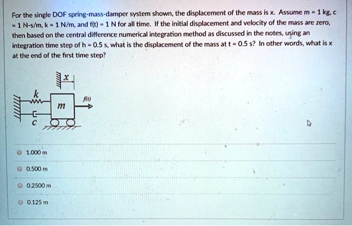 For the single DOF spring-mass-damper system shown, the displacement of the mass is x. Assume m ...