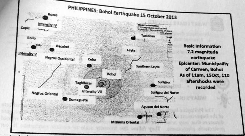 given map of bohol identify the place that experience the strongest ...
