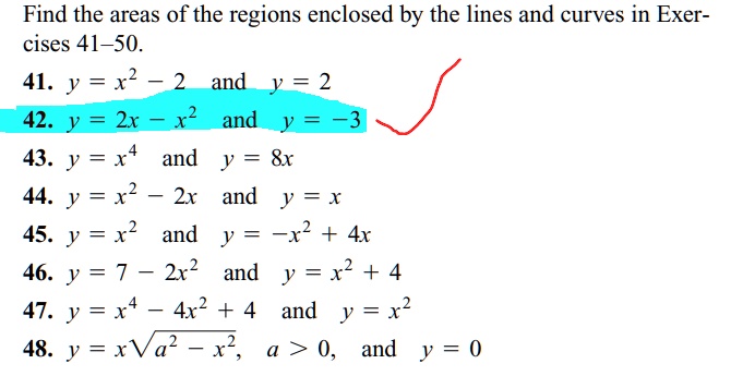 SOLVED: Find the areas of the regions enclosed by the lines and curves ...