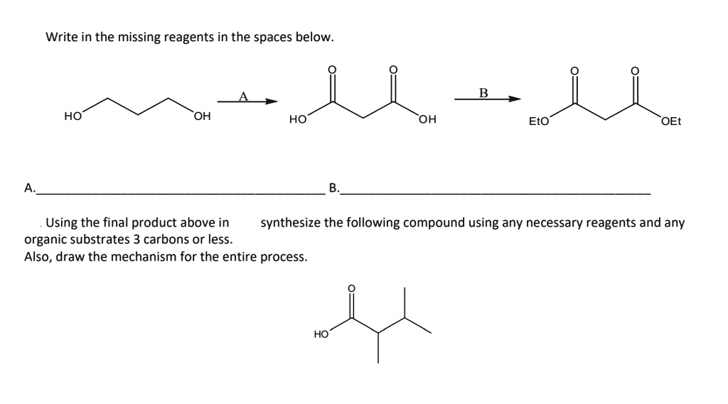 write in the missing reagents in the spaces below ho oh ho oh eto oet ...