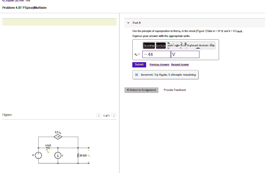 Chapter (4) HW - 6% Problem 4.97 PSpice Multisim Figure Part A Use the principle of ...