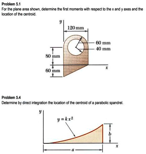 Problem 5.1 For the plane area shown, determine the first moments with ...