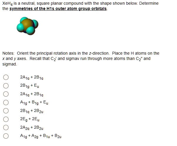 SOLVED: XeH is a neutral,sguare planar compound with the shape shown ...