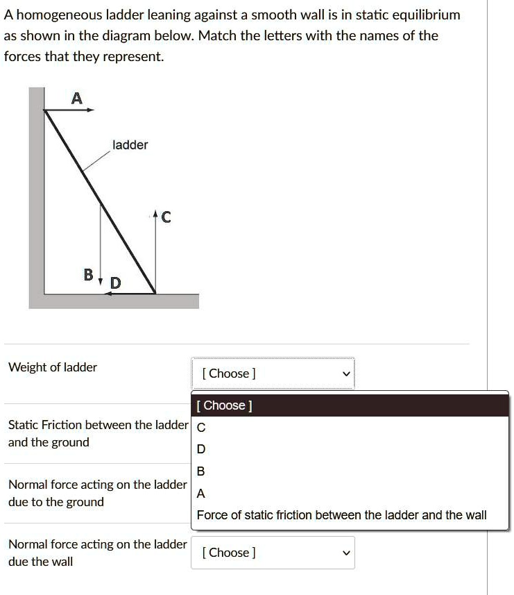 SOLVED: homogeneous ladder leaning against a smooth wall is in static equilibrium as shown in ...