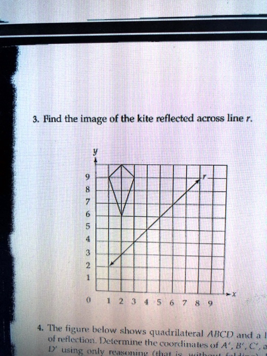 SOLVED: 3. Find the image of the kite reflected across line r The figure below shows ...