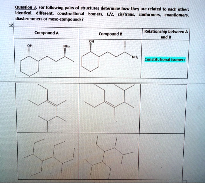 Solved Question 3 For The Following Pairs Of Structures Determine How They Are Related To