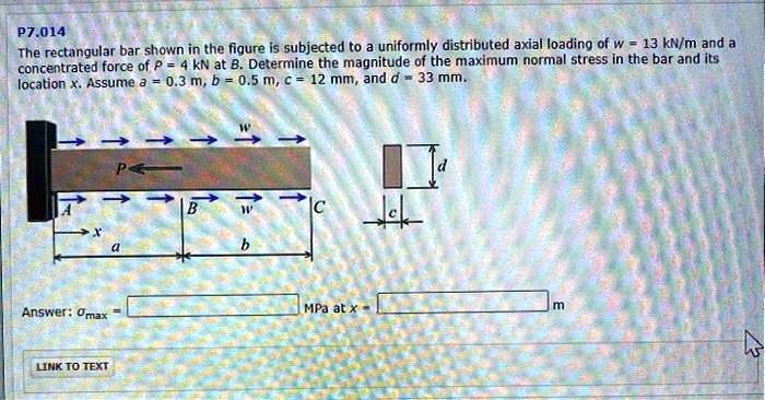 P7.014 The rectangular bar shown in the figure is subjected to a ...