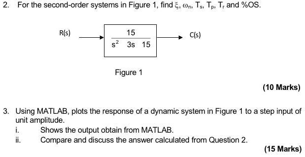 SOLVED: I want only QUESTION 3's answer !!! 2 For the second-order systems in Figure 1,find ...
