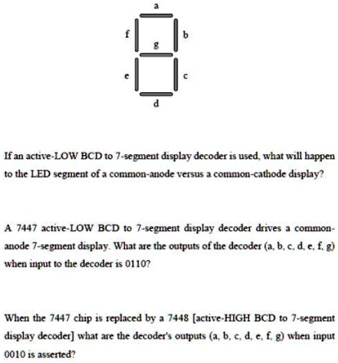 SOLVED: If an active-LOW BCD to 7-segment display decoder is used, what ...