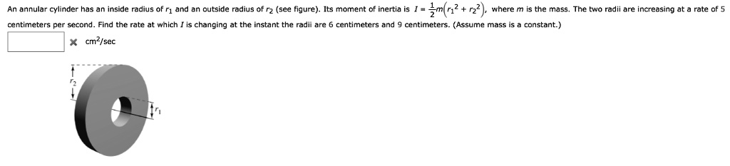 SOLVED: An annular cylinder has an inside radius of and an outside ...