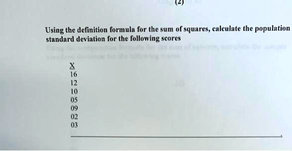 using the definition formuln for the sum of squares calculate the ...