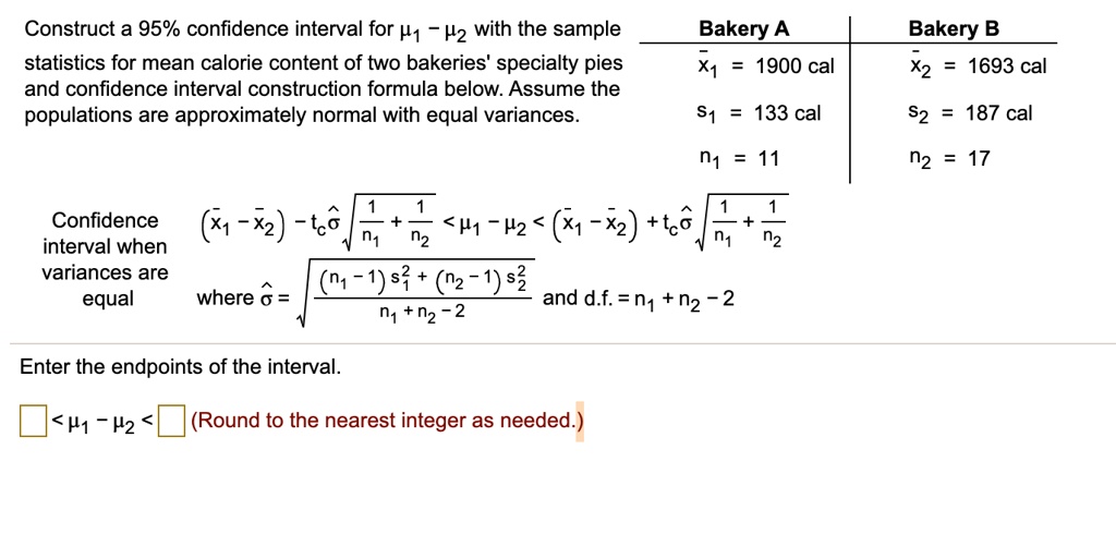construct a 95 confidence interval for l1 42 with the sample statistics ...