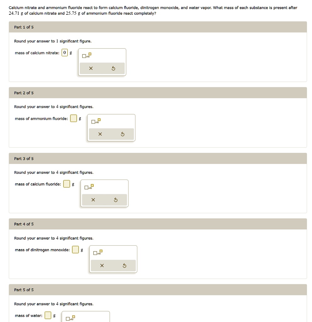 SOLVED: Calcium nitrate and ammonium fluoride react to form calcium ...