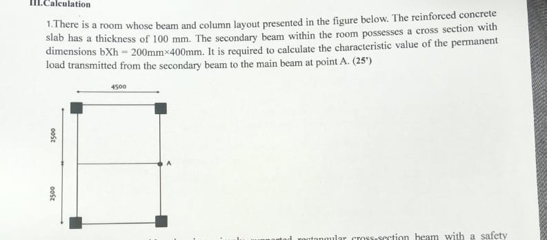 III.Calculation 1.There is a room whose beam and column...
