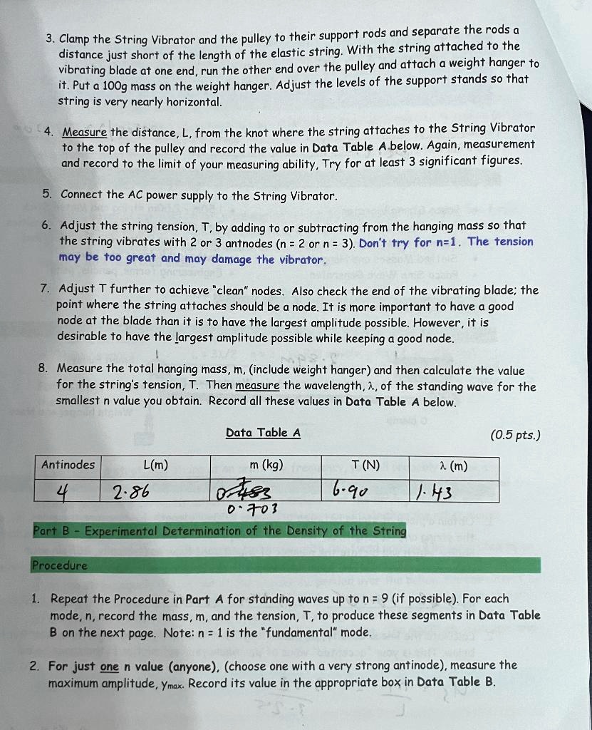 in this experiment the mass of the string m302 0005g length of string l325 0005m calculate ...