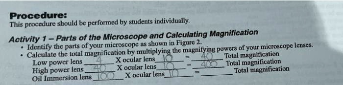 SOLVED: Calculate the total magnification by multiplying the magnifying powers of microscope ...