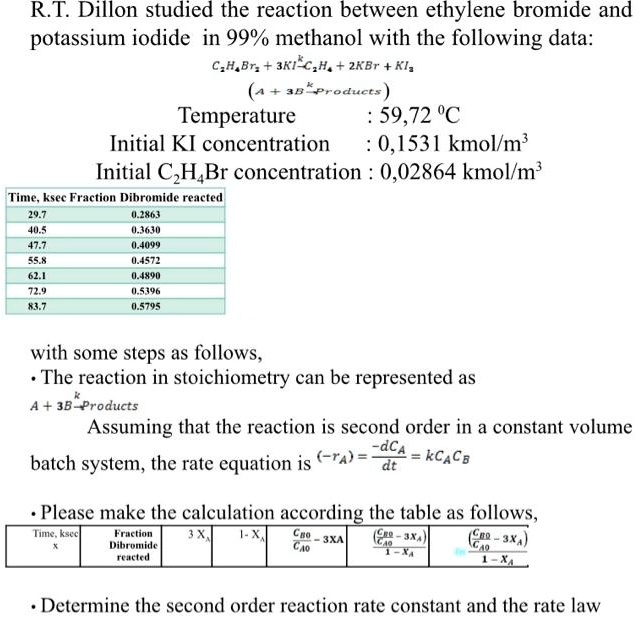 R.T. Dillon studied the reaction between ethylene bromide and potassium ...