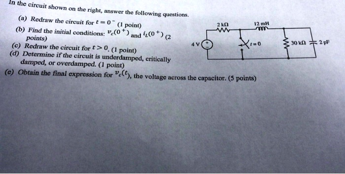 In the circuit shown on the right, answer the following questions. (a) Redraw the circuit for t ...