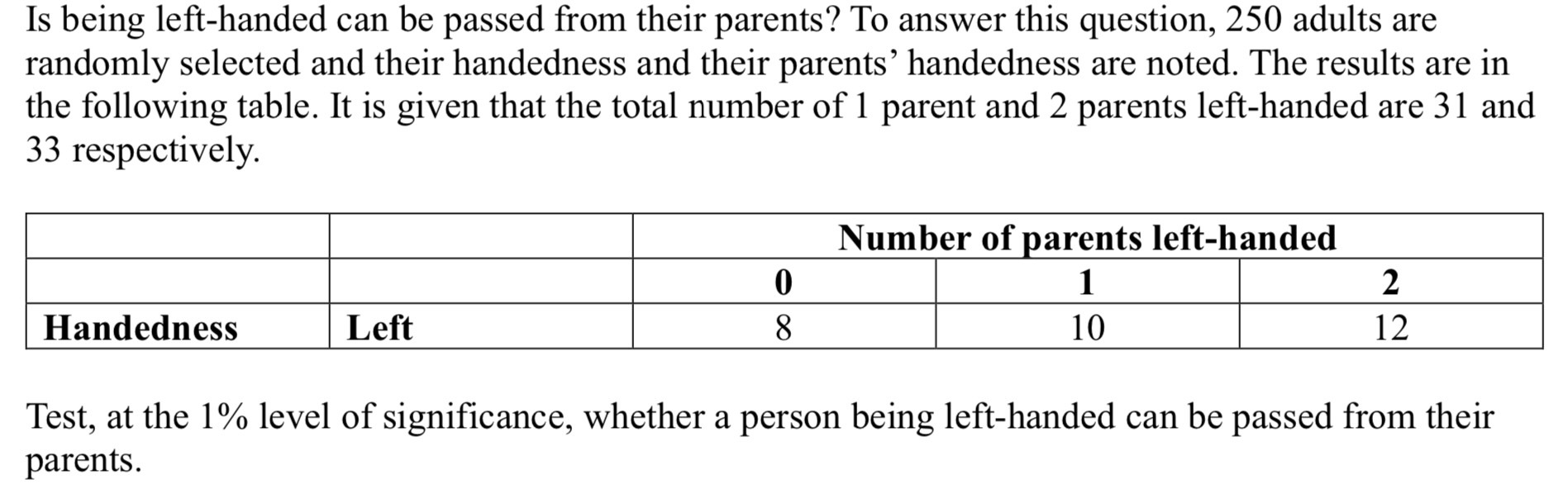 Is being left-handed can be passed from their parents? To answer this ...