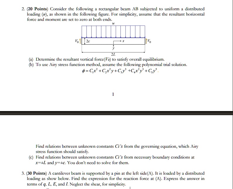 [GET ANSWER] 2. (20 Points) Consider the following a rectangular beam ...