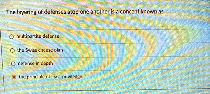 [GET ANSWER] The layering of defenses atop one another is a concept ...