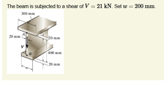 SOLVED: Determine the web's shear stress at A. Determine the web's ...