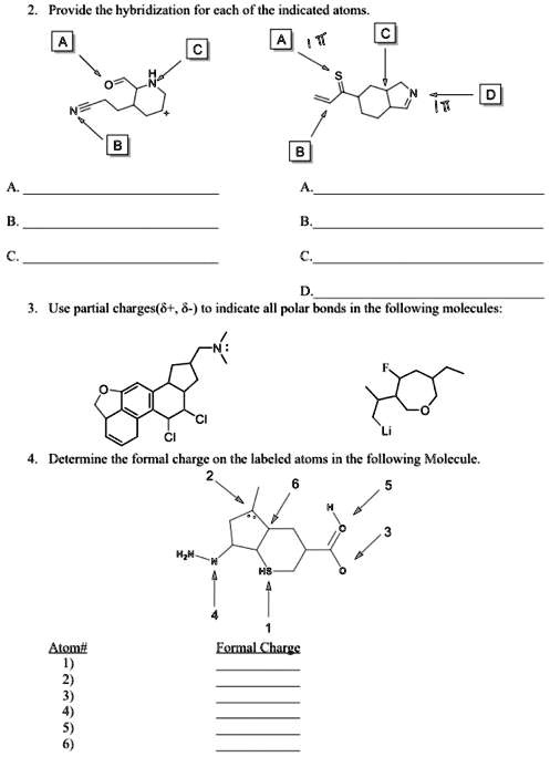 2. Provide the hybridization for each of the indicated atoms. A C A. B ...