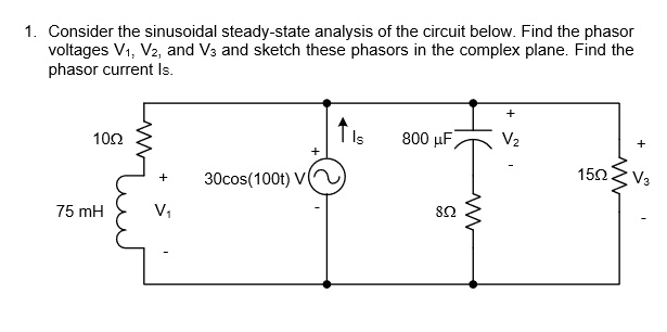 SOLVED: Consider the sinusoidal steady-state analysis of the circuit below. Find the phasor ...