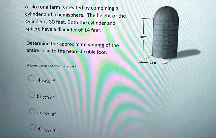 A silo for a farm is created by combining a cylinder and a hemisphere ...