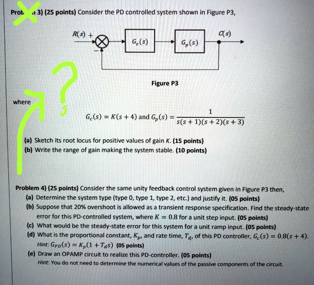 SOLVED: Problem 3 (25 points): Consider the PD controlled system shown in Figure P3. + x C(s) G ...