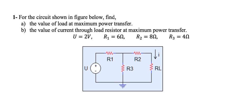 SOLVED: 1- For the circuit shown in figure below, find. a) the value of load at maximum power ...