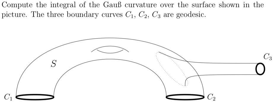 SOLVED: Compute the integral of the GauB curvature over the surface shown in the picture. The ...