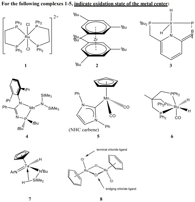 SOLVED: Texts: For the following complexes 1-5, indicate the oxidation ... SOLVED: Texts: For the following complexes 1-5, indicate the oxidation ...