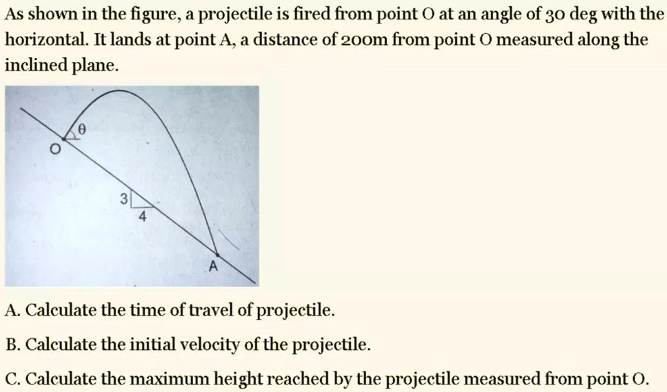 as shown in the figure projectile is fired from point o at an angle of 30 deg with the ...