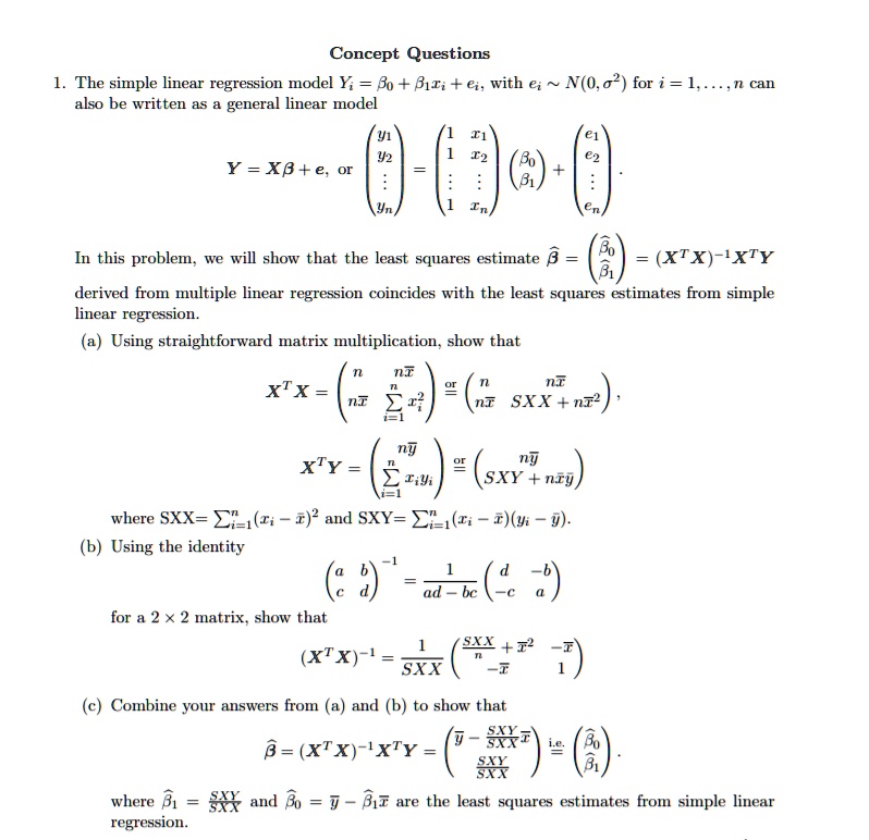 Concept questions the simple linear regression model y b b1t...