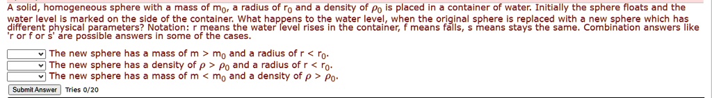 SOLVED: water level is marked on the side of the container. What ...