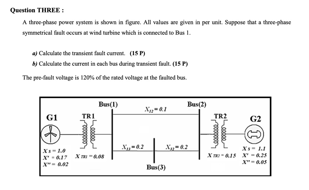 SOLVED: Question THREE : A three-phase power system is shown in figure. All values are given in ...