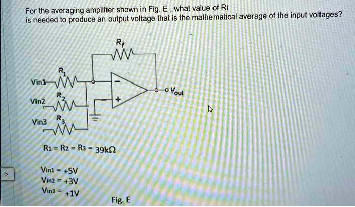 for the averaging amplifier shown in fige what value of rf is needed to produce an output ...