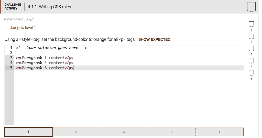 CHALLENGE ACTIVITY 4.1.1: Writing CSS rules. 339298.2099300.qx3zqy7 ...