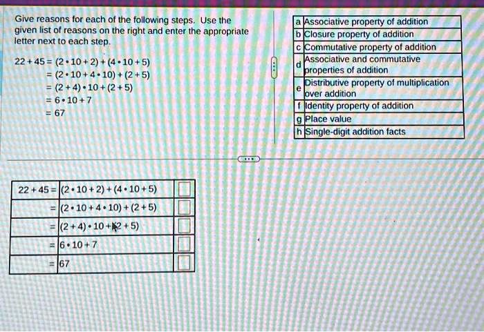 SOLVED: Texts: Give reasons for each of the following steps. Use the given list of reasons on ...