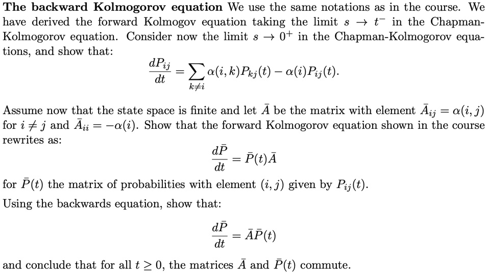 Solved The Backward Kolmogorov Equation We Use The Same Notations As